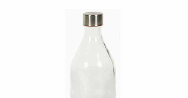 ΜΠΟΥΚΑΛΙ ΓΥΑΛΙΝΟ ΣΤΡΟΓΓΥΛΟ ΔΙΑΦΑΝΟ 1000ml ΜΕ ΜΕΤΑΛΛΙΚΟ ΠΩΜΑ
