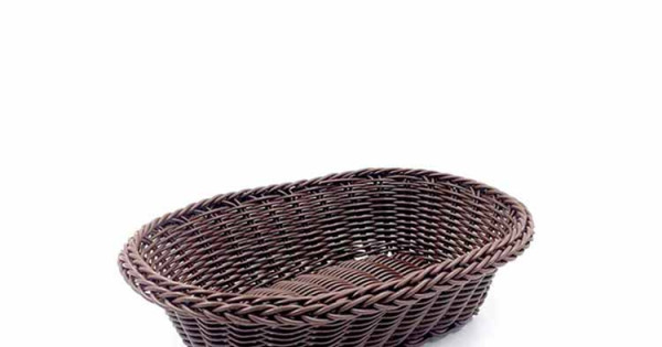 ΚΑΛΑΘΙ ΟΒΑΛ RATTAN 26cm x 20cm ΣΚΟΥΡΟ ΚΑΦΕ