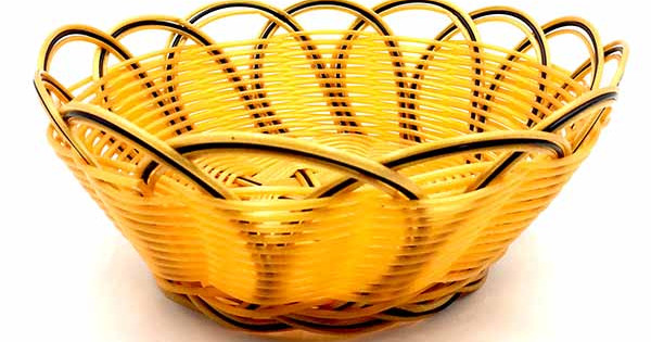 ΚΑΛΑΘΙ ΣΤΡΟΓΓΥΛΟ RATTAN 20cm ΚΙΤΡΙΝΟ